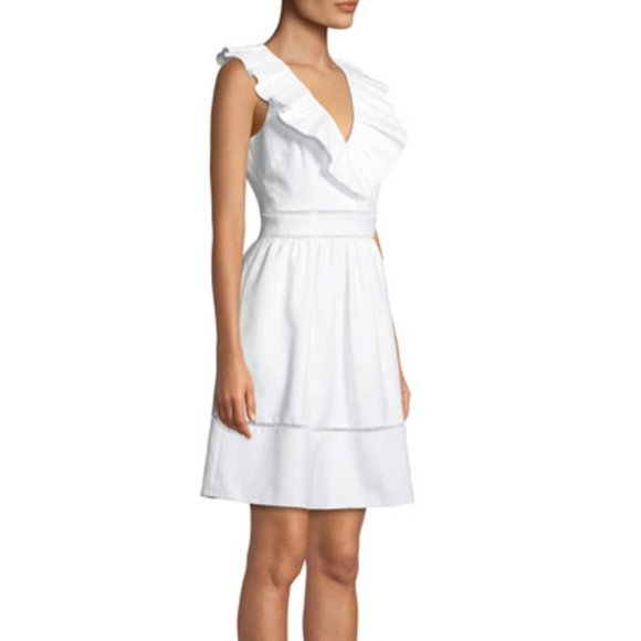 kate spade | Dresses | Kate Spade Womens White Ruffle Neck Dress | Poshmark